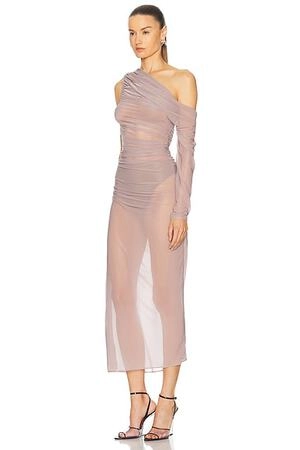 Atlein One Sleeve Draped Long Dress