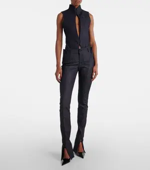 MUGLER Cutout Denim Bodysuit