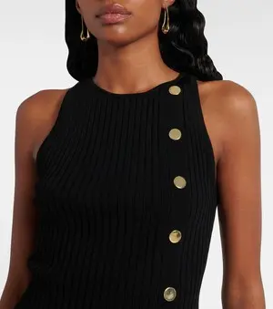 Veronica Beard Nelson Embellished Ribbed-knit Top - Black