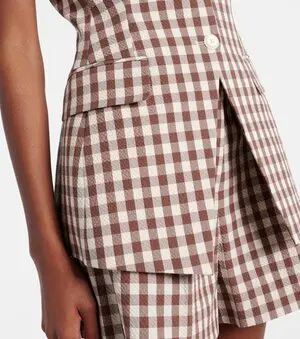 Veronica Beard Lois Gingham Seersucker Top - Neutrals