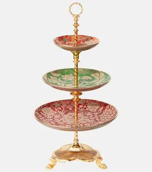 L'Objet Fortuny Gold-plated Porcelain Serving Stand - Multicoloured