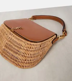 Saint Laurent Voltair Leather And Wicker Tote Bag