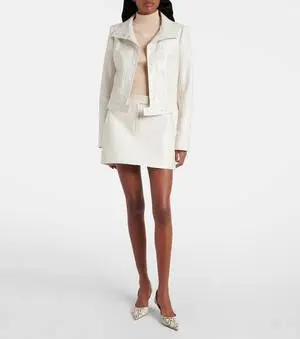 COURREGES Logo Faux Leather Jacket - White