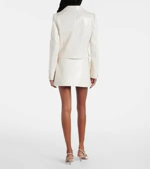 COURREGES Logo Faux Leather Jacket - White