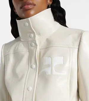 COURREGES Logo Faux Leather Jacket - White