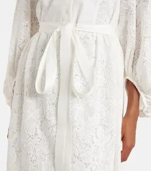 Erdem Embroidered Cotton Lace Midi Dress