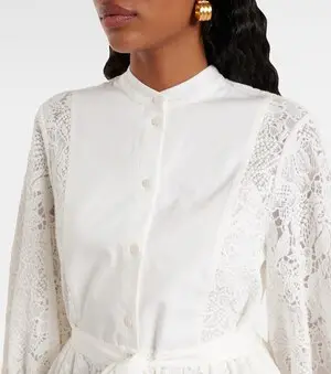 Erdem Embroidered Cotton Lace Midi Dress