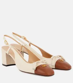 Valentino Garavani Leather Slingback Pumps With Buckle-fastening Ankle Strap