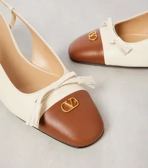 Valentino Garavani Leather Slingback Pumps With Buckle-fastening Ankle Strap