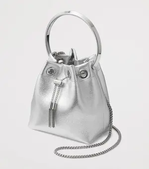 JIMMY CHOO Metallic Bon Bon Top-handle Bag - Silver