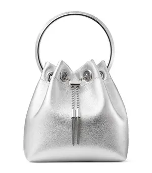 JIMMY CHOO Metallic Bon Bon Top-handle Bag - Silver