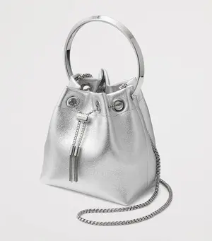 JIMMY CHOO Metallic Bon Bon Top-handle Bag - Silver