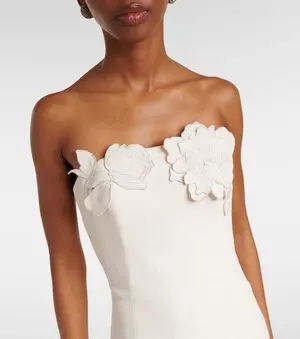 LEO LIN Rayna Floral-appliqué Crepe Maxi Dress