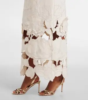 LEO LIN Rayna Floral-appliqué Crepe Maxi Dress