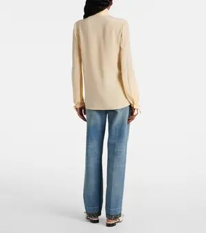 Valentino Garavani Silk Crepe Blouse With Bow Detail - Yellow