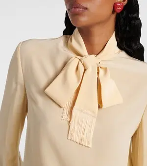 Valentino Garavani Silk Crepe Blouse With Bow Detail - Yellow