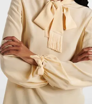 Valentino Garavani Silk Crepe Blouse With Bow Detail - Yellow