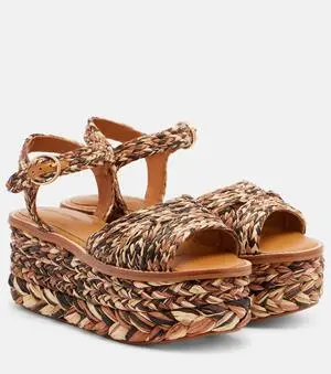 Clergerie Arty Raffia Platform Sandals - Brown