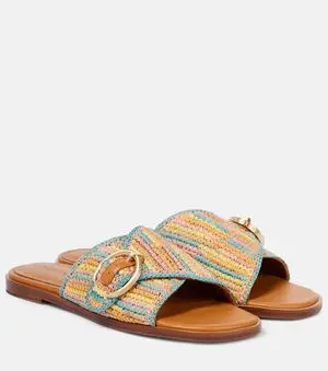 Clergerie Irime Raffia Slides - Multicoloured