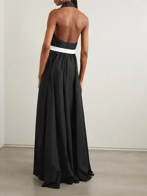 Norma Kamali Belted Habotai Halterneck Gown