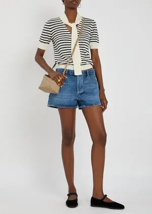 FRAME Sailor Tie Striped Cotton-blend Cardigan