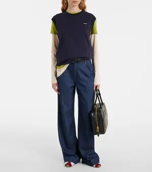 7 For All Mankind Pleated High-rise Wide-leg Jeans In Halona