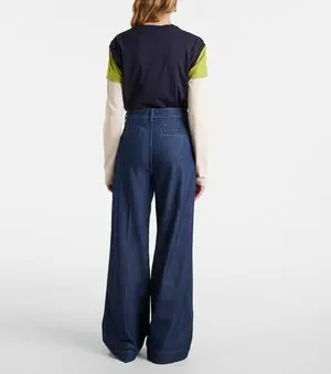 7 For All Mankind Pleated High-rise Wide-leg Jeans In Halona