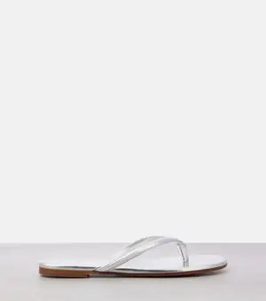 GIANVITO ROSSI Calypso Metallic Leather Thong Sandals