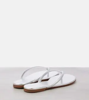 GIANVITO ROSSI Calypso Metallic Leather Thong Sandals