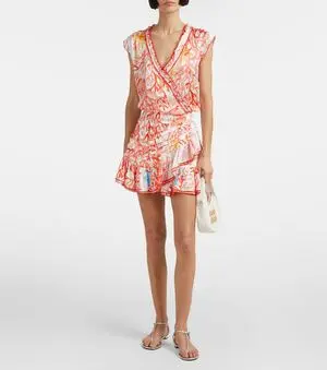 Poupette St Barth Estelle Printed Satin Minidress