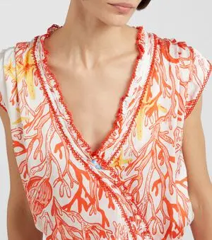 Poupette St Barth Estelle Printed Satin Minidress