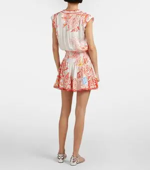 Poupette St Barth Estelle Printed Satin Minidress