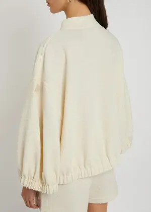 Moncler Terry Zip-up Sweatshirt With Stand Collar And Elasticated Trims