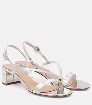 GIANVITO ROSSI Metallic Leather Sandals - Silver