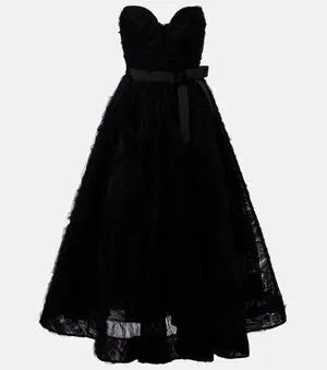 Rebecca Vallance Willow Embroidered Tulle Midi Dress - Black