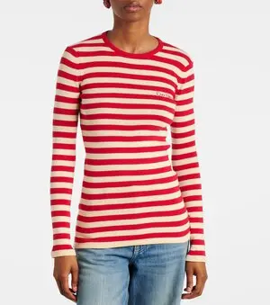 Valentino Garavani Striped Ribbed-knit Cotton Sweater