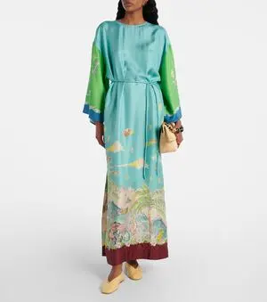 ALEMAIS Daria Printed Silk Maxi Dress
