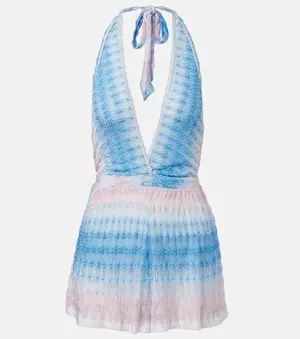Missoni Zigzag Ombre Lame Halterneck Romper - Blue