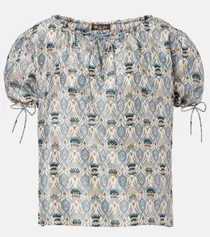 Loro Piana Rose Print Puff Sleeve Silk Top - Multicoloured