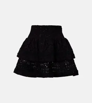 Melissa Odabash Riri Cotton Broderie Miniskirt - Black