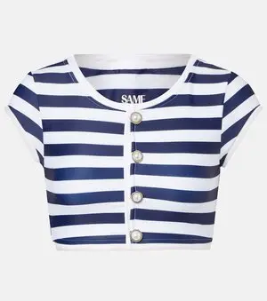 SAME Grace Striped Bikini Top - Blue