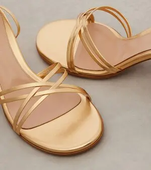 GIANVITO ROSSI Metallic Leather Lace-up Sandals