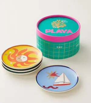 Jonathan Adler Playa Set Of 4 Porcelain Coasters