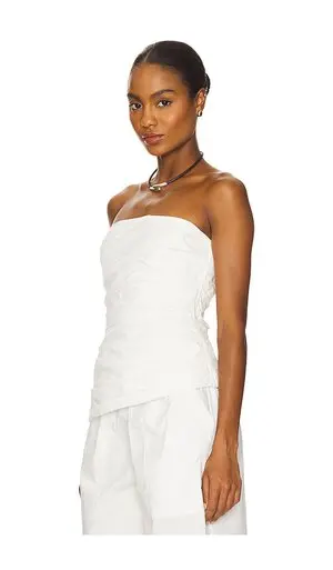 Simkhai Emerson Ruched Bustier Top - White