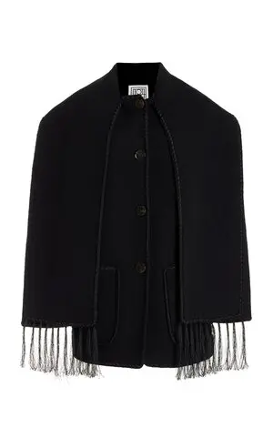 TOTEME Embroidered Wool-blend Scarf Jacket - Black