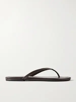 Staud Freja Leather Flip Flops - Brown