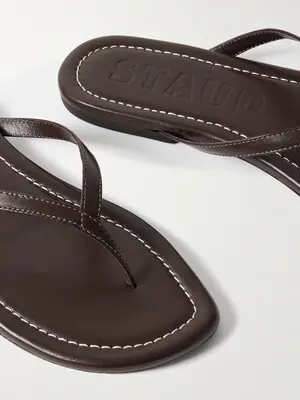 Staud Freja Leather Flip Flops