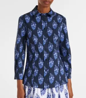 Carolina Herrera Floral Print Cotton-blend Shirt