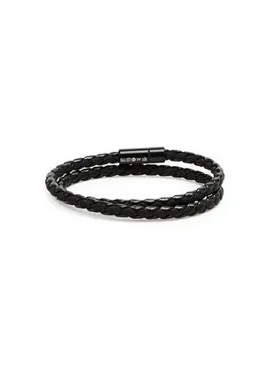 Tateossian Chelsea Braided Leather Wrap Bracelet