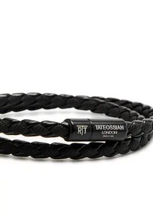 Tateossian Chelsea Braided Leather Wrap Bracelet